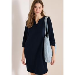 Sommerkleid Cecil, Damen, Gr. L (42), US-Gr&ouml;&szlig;en, universal blau, Web, 100% Baumwolle, unifarben, normal kniefrei, Rundhals, B&uuml;ndchen, Kleider Sommerkleid, aus 100% Baumwolle
