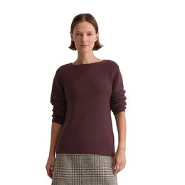 Marc O'Polo Strickpullover MARC O'POLO "aus Organic Cotton", Damen, Gr. XS, braun (schwarz cherry), Obermaterial: 100% Baumwolle, unifarben, Rundhals, Pullover Strickpullover