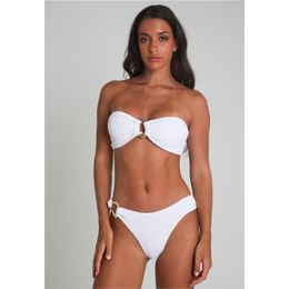 Bikini-Hose MODA MINX "SCRUNCH", Damen, Gr. L, EURO-Gr&ouml;&szlig;en, wei&szlig;, 97% Polyamid, 3% Elasthan, unifarben, Badehosen Bikini-Hose, mit tollem Schmuckelement