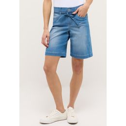 Jeansbermudas Angels "LIA CITY", Damen, Gr. 38, N-Gr, light blau used, Denim/Jeans, Obermaterial: 89% Baumwolle, 8% Polyester, 3% Elasthan, unifarben, normal knielang, Jeans, mit Stretch und Bindeband aus Denim