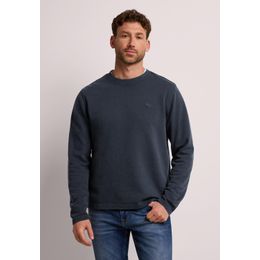Sweatshirt Street One MEN, Herren, Gr. L (42), schwarz ink blau, Sweatware, 100% Baumwolle, gestreift, normal, Rundhals, abgesteppt, Sweatshirts Sweatshirt, aus reiner Baumwolle