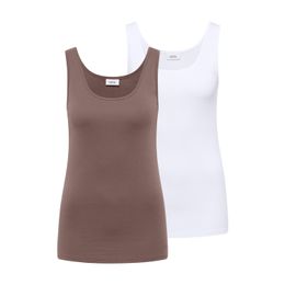 Tr&auml;gertop Cecil, Damen, Gr. L (42), urban taupe, wei&szlig;, Web, 100% Baumwolle, unifarben, comfort fit normal, Rundhals, abgesteppt, Tops Tr&auml;gertop, aus reiner Baumwolle