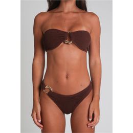 Bikini-Hose MODA MINX "SCRUNCH", Damen, Gr. L, EURO-Gr&ouml;&szlig;en, braun (dunkelbraun), 97% Polyamid, 3% Elasthan, unifarben, Badehosen Bikini-Hose, mit tollem Schmuckelement