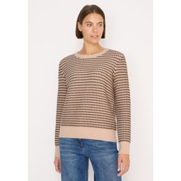 Strickpullover Cecil, Damen, Gr. L (42), beige (cocoa taupe), Feinstrick, 30% Polyester, 29% Polyacryl, 21% Viskose, 20% Nylon, Strukturmuster, comfort fit normal, Rundhals, B&uuml;ndchen, Pullover Strickpullover, aus softem Materialmix