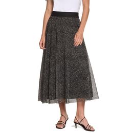 Midirock Zero "Damen mit Muster", Damen, Gr. 34, schwarz (cream, schwarz), T&uuml;ll, Obermaterial: 100% Polyester. Futter: 65% Polyester, 35% Viskose, A-Linie lang, R&ouml;cke, Material