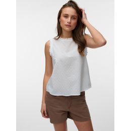 V&eacute;ro Moda R&uuml;schentop VERO MODA "VMTRINE SL TOP WVN NOOS", Damen, Gr. M, snow wei&szlig;, Web, Obermaterial: 100% Baumwolle, unifarben, normal, Rundhals, Tops R&uuml;schentop, Baumwolle