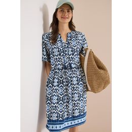 Midikleid Cecil, Damen, Gr. L (42), US-Gr&ouml;&szlig;en, blau (universal blau), Stoff, 100% Viskose, gemustert, comfort fit knieumspielend, Rundhals, abgesteppt, Kleider Midikleid, mit grafischem Muster