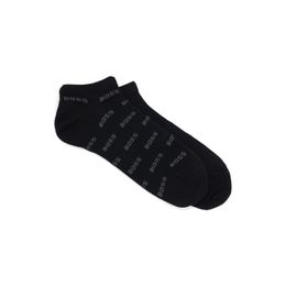 Freizeitsocken BOSS "2P AS Allover CC", Herren, Gr. 39-42, schwarz (schwarz 001), Baumwollmischung, unifarben, normal, Socken, mit Logostickereien