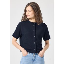 Cardigan Street One, Damen, Gr. 34, maritime blau, Stoff, 78% Polyester, 18% Viskose, 4% Elasthan, unifarben, normal normal, Rundhals, abgesteppt, Strickjacken, Feinstrick