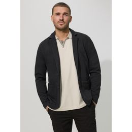 Sakko Street One MEN, Herren, Gr. L (42), schwarz (basic schwarz), Web, 97% Baumwolle, 3% Elasthan, V-Ausschnitt, abgesteppt, Sakkos Sakko, Mit Reverskragen