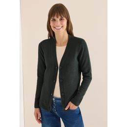 Cardigan Cecil, Damen, Gr. M (40), active khaki melange, Web, 37% Baumwolle, 34% Polyacryl, 26% Polyester, 3% Elasthan, unifarben, normal normal, V-Ausschnitt, Strickb&uuml;ndchen, Strickjacken, Grobstrick