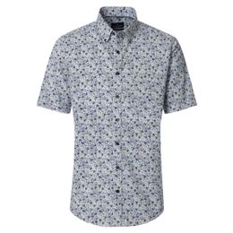 Kurzarmhemd Casamoda "Casamoda Freizeithemd Kurzarm Print", Herren, Gr. L, Normalgr&ouml;&szlig;en, bunt (blau), 100% Baumwolle, bedruckt, comfort fit, Hemden