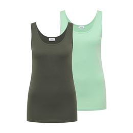 Tr&auml;gertop Cecil, Damen, Gr. L (42), khaki, juicy lime, Web, 100% Baumwolle, unifarben, comfort fit normal, Rundhals, abgesteppt, Tops Tr&auml;gertop, aus reiner Baumwolle