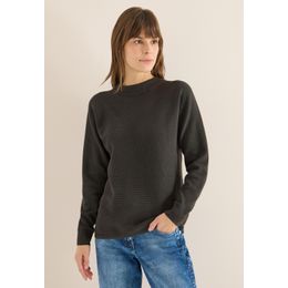 Strickpullover Cecil, Damen, Gr. XL (44), braun (raw khaki), Web, 100% Baumwolle, unifarben, normal normal, Rundhals, Rippb&uuml;ndchen, Pullover Strickpullover, mit Turtleneck