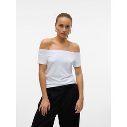 V&eacute;ro Moda Kurzarmshirt VERO MODA "VMPANDA OFF-SHOULDER TOP JRS GA NOOS", Damen, Gr. L, wei&szlig; (hellwei&szlig;), Jersey, Obermaterial: 48% Baumwolle, 48% Modal, 4% Elasthan, unifarben, regular fit normal, Carmenausschnitt, Raglan&auml;rmel, Shirts