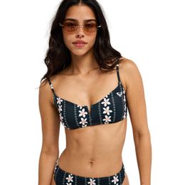 Bandeau-Bikini-Top Roxy "Printed Essentials Bralette", Damen, Gr. L, Cup B, anthrazithibiscusreal stripes, Obermaterial: 85% Polyester, 15% Elasthan., Bikini-Oberteile