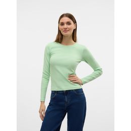 V&eacute;ro Moda Langarmshirt VERO MODA "VMCHLOE LS SHORT TOP JRS NOOS", Damen, Gr. S, gr&uuml;n (pastel gr&uuml;n), Feinripp, Obermaterial: 95% Baumwolle, 5% Elasthan, unifarben, slim fit normal, Rundhals, Shirts Langarmshirt, Baumwollmischung, slim fit