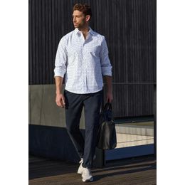 Langarmhemd Street One MEN, Herren, Gr. L (42), US-Gr&ouml;&szlig;en, hellwei&szlig;, Web, 100% Baumwolle, gemustert, normal normal, V-Ausschnitt, B&uuml;ndchen, Hemden, aus reiner Baumwolle