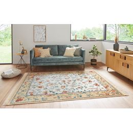 Teppich Hanse Home "Orient Flowers" Gr. 2, beige (beige, creme), B:95cm H:5mm L:140cm, Viskose, Teppiche, Teppich, Kurzflor mit Fransen, Orient, Wohnzimmer, Schlafzimmer, Esszimmer