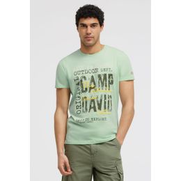 Rundhalsshirt CAMP DAVID, Jungen, Gr. 4XL, gr&uuml;n (light mint), Single Jersey, Material: 100% Baumwolle, bedruckt, regular fit normal, Rundhals, eingesetzt gerader Abschluss, Shirts Rundhalsshirt, mit Necktape