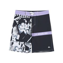 Boardshorts Quiksilver "Surfsilk Straight 17", M&auml;dchen, Gr. 14, schwarz block momentum, Obermaterial: 88% Polyester, 12% Elasthan., Hosen