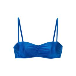 Bandeau-Bikini-Top Copenhagen Studios "Manon", Damen, Gr. 34, Cup A/B, royalblau, Recycling-Polyamid, gl&auml;nzend, Bikini-Oberteile, aus gl&auml;nzendem Material