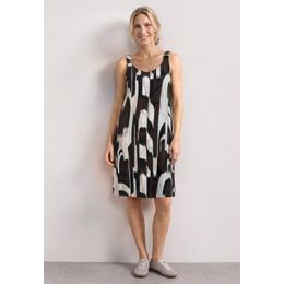 Sommerkleid STREET ONE STUDIO, Damen, Gr. 34, EURO-Gr&ouml;&szlig;en, braun (espresso braun), Stoff, 100% Viskose, gemustert, normal knieumspielend, V-Ausschnitt, abgesteppt, Kleider Sommerkleid, aus Viskose