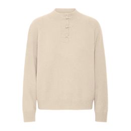 Strickpullover Ichi "Langarm IHDASILA", Damen, Gr. L, beige (oatmeal melange), Obermaterial: 54% Polyester PES. 23% Polyacryl PAN. 13% Nylon NY. 6% Wolle mw. 4% Elasthan EL., Pullover Strickpullover