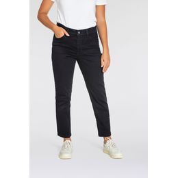 Gerade Jeans MAC "MELANIE dragon-fly", Damen, Gr. 34, L&auml;nge 32, schwarz (schwarz, schwarz), Denim/Jeans, Obermaterial: 98% Baumwolle, 2% Elasthan, figurbetont kn&ouml;chellang, Jeans, Dekoratibe Nietendetails auf der hinteren Tasche