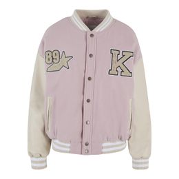 Collegejacke Karl Kani "Karl Kani Karl Kani Retro Patch Star Logo OS College Jacket", Damen, Gr. L, rose, lightsand, 100% Polyurethan, mehrfarbig, normal, V-Ausschnitt, Jacken Collegejacke