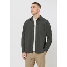 Langarmhemd Street One MEN, Herren, Gr. L (42), US-Gr&ouml;&szlig;en, oil grau, Web, 100% Baumwolle, unifarben, normal normal, V-Ausschnitt, B&uuml;ndchen, Hemden, aus reiner Baumwolle