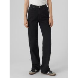 V&eacute;ro Moda High-waist-Jeans VERO MODA "VMTESSA HR WIDE JEANS RA118 GA NOOS", Damen, Gr. 30, L&auml;nge 30, schwarz, Denim/Jeans, Obermaterial: 99% Baumwolle, 1% Elasthan, unifarben, Jeans High-Waist-Jeans