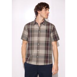 Karohemd Street One MEN, Herren, Gr. L (42), US-Gr&ouml;&szlig;en, braun (raw beige), Web, 100% Baumwolle, kariert, normal normal, V-Ausschnitt, abgesteppt, Hemden Karohemd, aus reiner Baumwolle