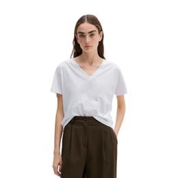 Marc O'Polo T-Shirt MARC O'POLO "aus leichtem Single Jersey", Damen, Gr. L, wei&szlig;, Obermaterial: 100% Baumwolle, unifarben, Basic, regular fit, V-Ausschnitt, Shirts T-Shirt