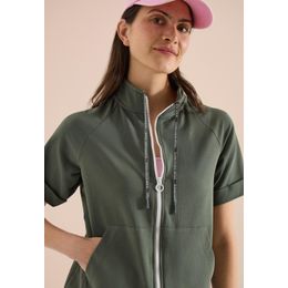 Sweatjacke Cecil, Damen, Gr. XL (44), khaki, Sweatware, 100% Baumwolle, unifarben, comfort fit normal, hoch geschlossener Ausschnitt, Aufschlag, Sweatjacken Sweatjacke, mit Stehkragen