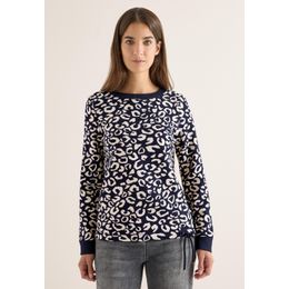 Sweatshirt Cecil, Damen, Gr. XL (44), urban dunkelblau, Web, 60% Baumwolle, 40% Polyester, normal, Rundhals, B&uuml;ndchen, Sweatshirts Sweatshirt, mit Tunnelzug am Saum