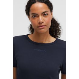 Rundhalsshirt SENSES.THE LABEL, Damen, Gr. L, night navy, Single Jersey, Material: 96% Baumwolle, 4% Elasthan, unifarben, regular fit normal, Rundhals, eingesetzt gerader Abschluss, Shirts Rundhalsshirt, mit Logo