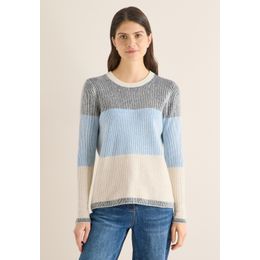 Strickpullover Cecil, Damen, Gr. L (42), bunt (universal blau), Web, 37% Baumwolle, 34% Polyacryl, 26% Polyester, 3% Elasthan, normal normal, Rundhals, Rippb&uuml;ndchen, Pullover Strickpullover, im Color Block Design