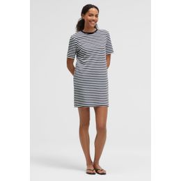 Sommerkleid SENSES.THE LABEL, Damen, Gr. L, US-Gr&ouml;&szlig;en, night navy, opticwei&szlig;, Jersey, Material: 95% Baumwolle, 5% Elasthan, bedruckt, geringelt, gestreift, regular fit normal, Rundhals, eingesetzt gerader Abschluss, Kleider Sommerkleid, mit Taschen