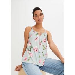 Spaghettitop bonprix, Damen, Gr. 36/38 (S), mint, Obermaterial: 95% Viskose, 5% Elasthan, gerade, Tops, gerade Passform, mit Spitzenborte am Ausschnitt, &auml;rmellos