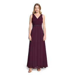 Abendkleid Vera Mont "Damen mit Plissee", Damen, Gr. 36, Normalgr&ouml;&szlig;en, strong aubergine, Chiffon, Obermaterial: 100% Polyester. Besatz: 100% Polyester. Futter: 100% Polyester, festlich, ausgestellt lang, V-Ausschnitt, Kleider Abendkleid, Dekoelemente