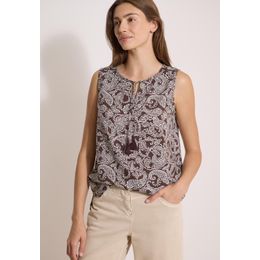 Blusentop Cecil, Damen, Gr. XXL (46), braun (braun cacao), Stoff, 100% Viskose, gemustert, klassisch normal, Rundhals, normaler Saum, Blusen Blusentop, mit allover Print