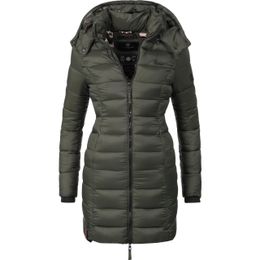 Steppmantel Marikoo "Abendsternchen", Damen, Gr. 5XL (50), gr&uuml;n, Oberstoff: 100% Nylon, Futter: 100% Polyester, Wattierung: 100% Polyester, &Auml;rmelfutter: 100% Polyester, kontrastfarbene Details, figurbetont Po-bedeckend, hoch geschlossener Ausschnitt, &Auml;rmel ohne &Auml;rmelschlitz Rippstrickb&uuml;ndchen kontrastfarben, M&auml;ntel Steppmantel, zeitloser Wintermantel mit schmaler Steppung