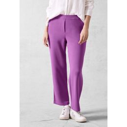 Stoffhose Cecil, Damen, Gr. L, L&auml;nge 28, lila (iced violet), Stoff, 49% Polyester, 43% Modal, 8% Elasthan, unifarben, loose fit lang, Hosen Stoffhose, High Waist