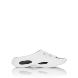 Sandale Plein Sport "Rubber Slides PS Logo", Damen, Gr. 36-37, Normalschaft, 0102, wei&szlig;, schwarz, Schuhe Sandale