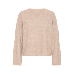 Strickpullover Fransa "Strickpullover FRNOAH", Damen, Gr. L, blau (desert taupe melange), Obermaterial: 40% Nylon NY. 35% Polyacryl PAN. 20% Wolle mw. 5% Elasthan EL., Pullover Strickpullover
