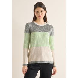 Strickpullover Cecil, Damen, Gr. S (38), bunt (raw khaki), Web, 37% Baumwolle, 34% Polyacryl, 26% Polyester, 3% Elasthan, normal normal, Rundhals, Rippb&uuml;ndchen, Pullover Strickpullover, im Color Block Design