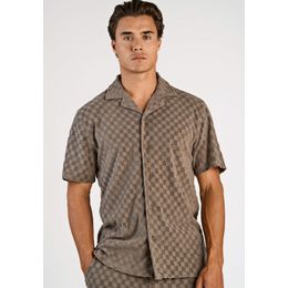 Flanellhemd LINDBERGH "Freizeithemd Relaxed Fit", Herren, Gr. L, Normalgr&ouml;&szlig;en, dk stone, Obermaterial: 83% Baumwolle, 17% Polyester, Hemden