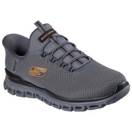 Slip-On Sneaker Skechers "GLIDE-STEP", Herren, Gr. 39, grau (dunkelgrau), Mesh, Schuhe, Schlupfschuh, Freizeitschuh, Trainingsschuh mit praktischem Gummizug