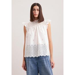 Shirtbluse Seidensticker "Schwarze Rose", Damen, Gr. XL (42), ecru, 75% Baumwolle, 25% Polyester, unifarben, regular fit, R&uuml;ckenausschnitt, Blusen, Ohne Arm R&uuml;ckenausschnitt Stickerei